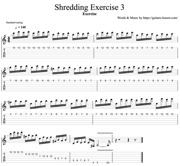 5 Guitar Shredding Exercises with Tabs