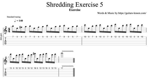 5 Guitar Shredding Exercises with Tabs