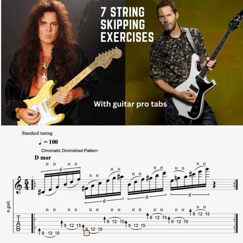 7 string skipping exercises With Guitar Pro Tabs