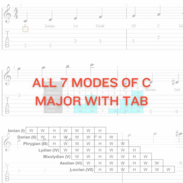 All C Major Modes Shapes With Tabs