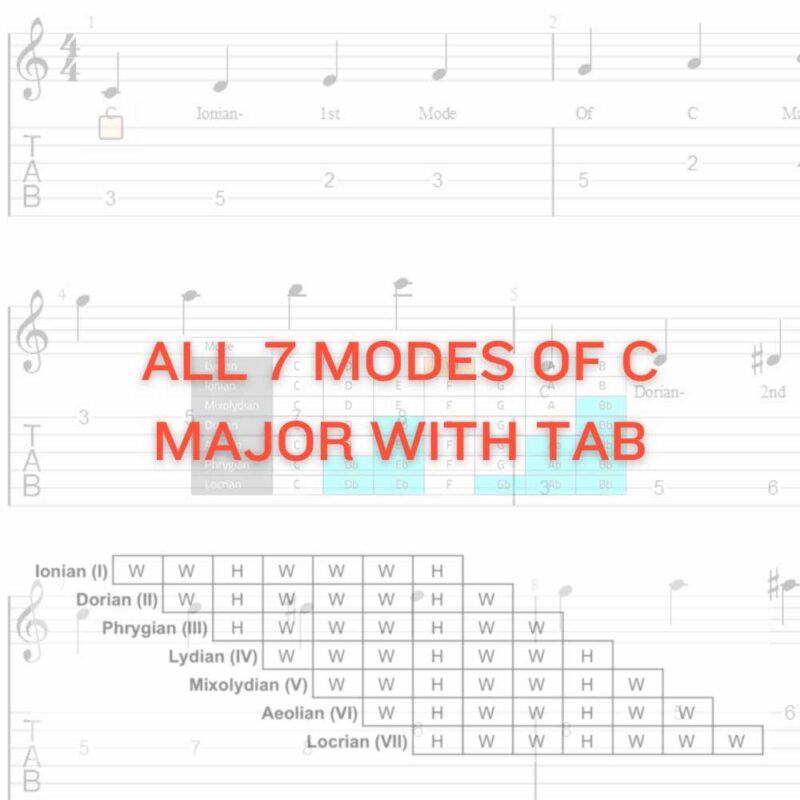 All C Major Modes Shapes With Tabs