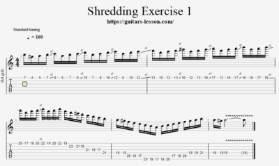 10 Shredding Exercise with Guitar Tab