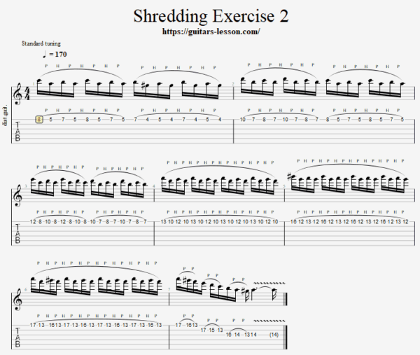 10 Shredding Exercise with Guitar Tab