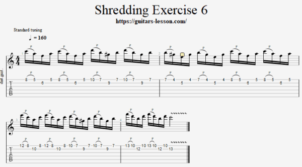 10 Shredding Exercise with Guitar Tab
