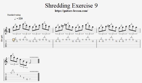 10 Shredding Exercise with Guitar Tab